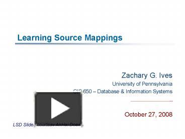 PPT – Learning Source Mappings PowerPoint presentation | free to ...
