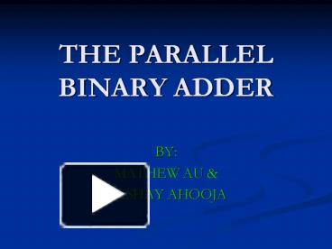 PPT – THE PARALLEL BINARY ADDER PowerPoint presentation | free to ...