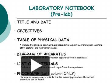 PPT – LABORATORY NOTEBOOK Prelab PowerPoint presentation | free to view ...