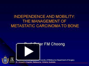 PPT – Prof' Peter FM Choong PowerPoint presentation | free to view - id ...