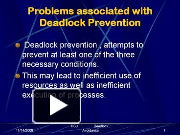 Problems associated with Deadlock Prevention presentation | free to view
