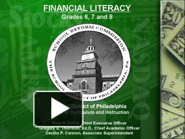FINANCIAL LITERACY Grades 6, 7 and 8 presentation | free to view