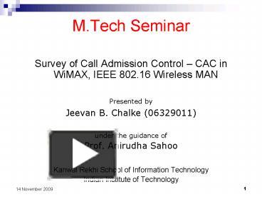 M'Tech Seminar presentation | free to view