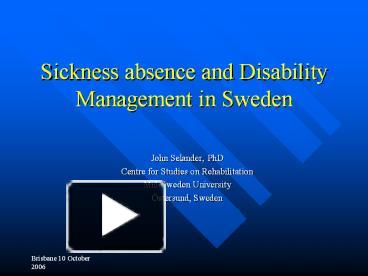 PPT – Sickness absence and Disability Management in Sweden PowerPoint ...