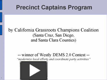 Precinct Captains Program presentation | free to view
