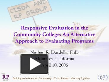 PPT – Responsive Evaluation in the Community College: An Alternative ...