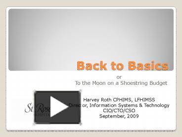 Back to Basics presentation | free to view