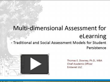 Multidimensional Assessment for eLearning Traditional and Social ...