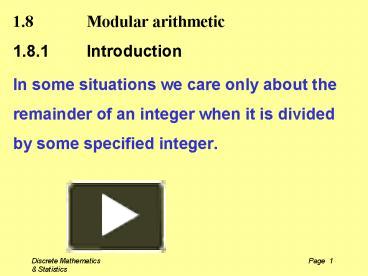 PPT – 1'8Modular arithmetic PowerPoint presentation | free to view - id ...