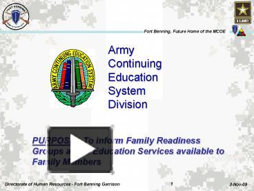 Army Continuing Education System Division presentation | free to view