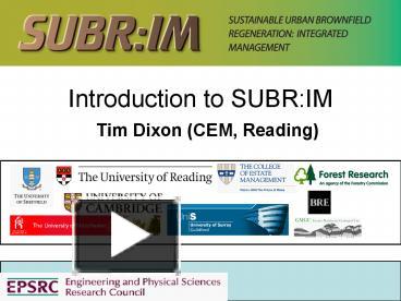 PPT – Introduction to SUBR:IM PowerPoint presentation | free to view ...