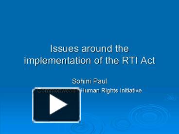 PPT – Issues around the implementation of the RTI Act PowerPoint ...
