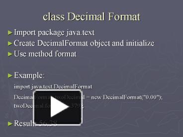 class Decimal Format presentation | free to download