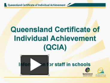 Queensland Certificate of Individual Achievement QCIA presentation ...