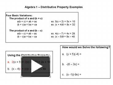 PPT – Algebra 1 PowerPoint presentation | free to download - id: 1b8aca ...