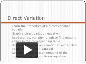 PPT – Direct Variation PowerPoint presentation | free to view - id ...