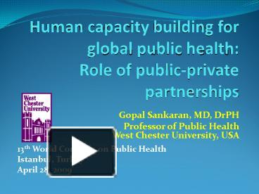 Human capacity building for global public health: Role of publicprivate ...