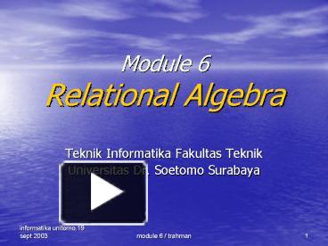 PPT – Module 6 Relational Algebra PowerPoint presentation | free to ...