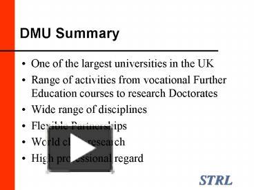 DMU Summary presentation | free to view