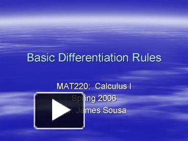 Basic Differentiation Rules presentation | free to download