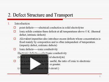 PPT – 2' Defect Structure and Transport PowerPoint presentation | free ...