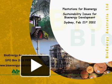 Plantations for Bioenergy presentation | free to view