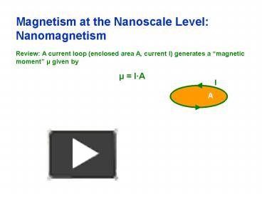 Magnetism at the Nanoscale Level: Nanomagnetism presentation | free to view