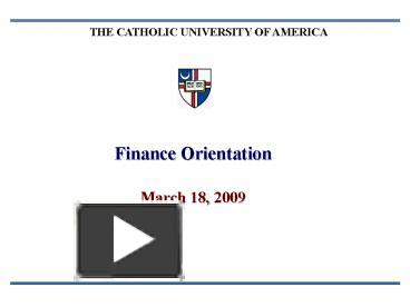 Finance Orientation presentation | free to view