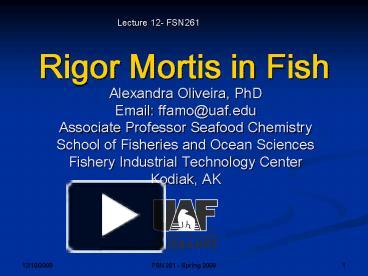 Rigor Mortis in Fish presentation | free to view