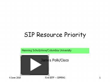 PPT – SIP Resource Priority PowerPoint presentation | free to download ...