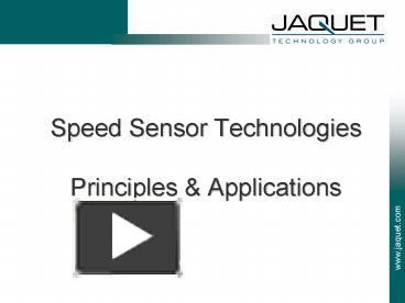 Speed Sensor Technologies Principles presentation | free to view