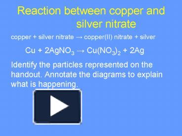 Reaction between copper and silver nitrate presentation | free to view