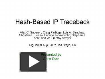PPT – Hash-Based IP Traceback PowerPoint presentation | free to ...