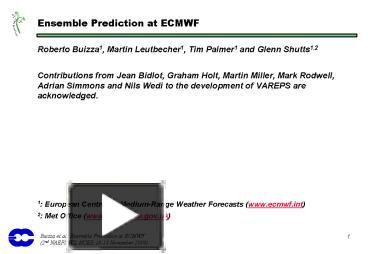 Ensemble Prediction at ECMWF presentation | free to view