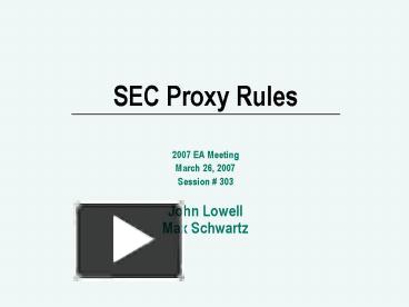 SEC Proxy Rules presentation | free to view