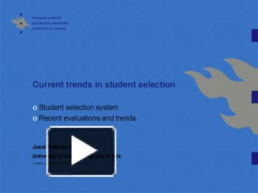 PPT – Current trends in student selection PowerPoint presentation ...