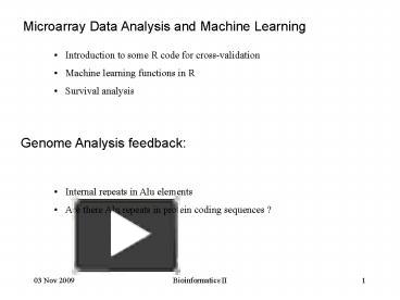 Microarray Data Analysis and Machine Learning presentation | free to view