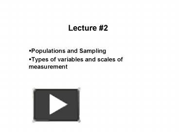 Populations and Sampling presentation | free to view