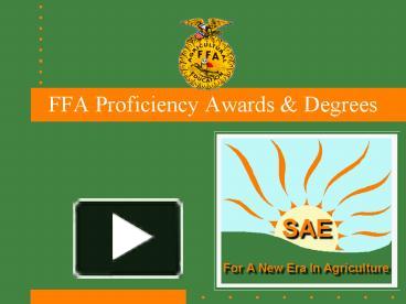 PPT – FFA Proficiency Awards PowerPoint presentation | free to view ...