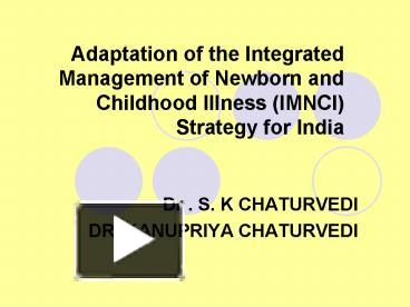 Adaptation of the Integrated Management of Newborn and Childhood ...