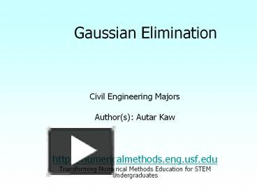 Gaussian Elimination presentation | free to download