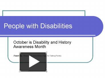 People with Disabilities presentation | free to view