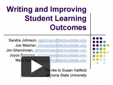PPT – Writing and Improving Student Learning Outcomes PowerPoint ...