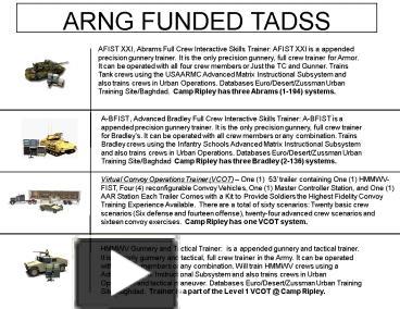 TADDS presentation | free to view