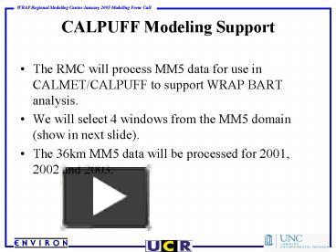 CALPUFF Modeling Support presentation | free to download