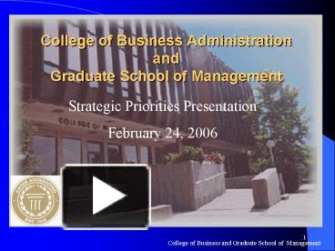 PPT – College of Business Administration and Graduate School of ...