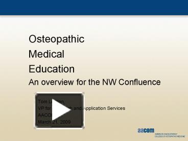 Osteopathic presentation | free to view