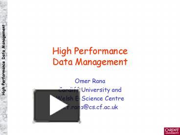 High Performance Data Management presentation | free to view