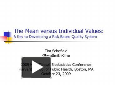 PPT – The Mean versus Individual Values: A Key to Developing a Risk ...