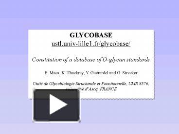 GLYCOBASE presentation | free to view